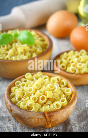 Ditalini macaroni. Pasta rings. Tubettini and thimbles Anellini Stock ...