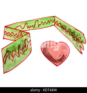 Cartoon heartbeat line pulse, wave. Heart cardiogram. Drawing rhythm ...