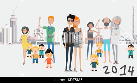 Concept of growing up animation. Growing up and becoming a family ...