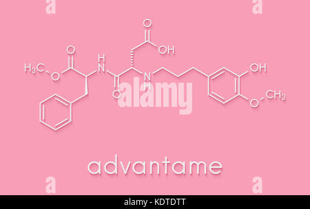 Advantame (E969) sugar substitute molecule. Stylized skeletal formula ...