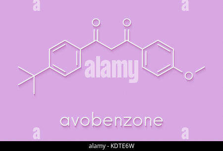 Avobenzone sunscreen molecule (UV filter). Stylized skeletal formula ...