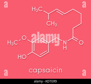 Capsaicin chili pepper molecule. Used in food, drugs, pepper spray, etc ...