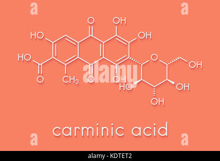 Carminic acid pigment molecule. Occurs naturally in cochineal (scale ...