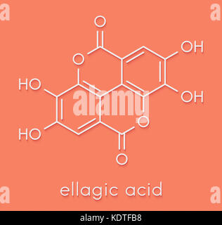 Ellagic acid dietary supplement molecule. Stylized skeletal formula ...