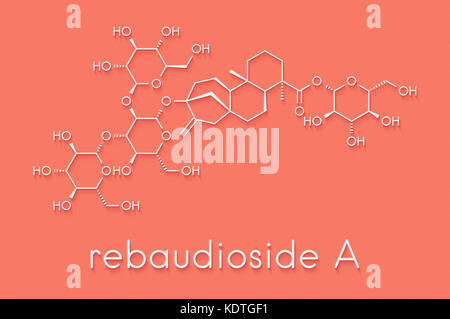Rebaudioside A molecule. One of the main steviol glycosides found in ...