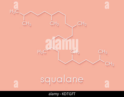 Squalane molecule. Saturated compound, derived from squalene. Used in ...