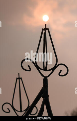 Bristol, England - 16th October 2017: Red sun. An unusual reddish sky ...