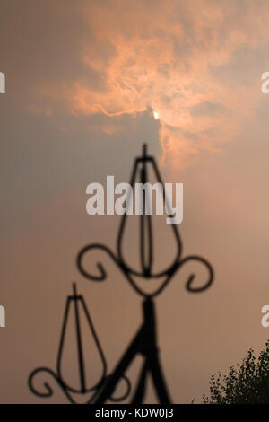 Bristol, England - 16th October 2017: Red sun. An unusual reddish sky ...