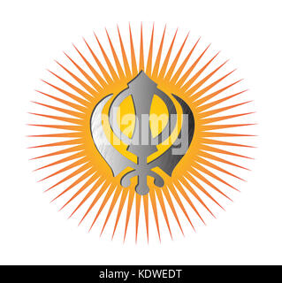 The main symbol of Sikhism – sign Khanda (gold), white background ...