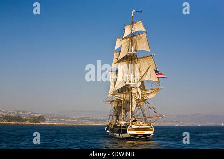 Tall Ship Pilgrim sails off Dana Point, CA US. The Pilgrim was a ...