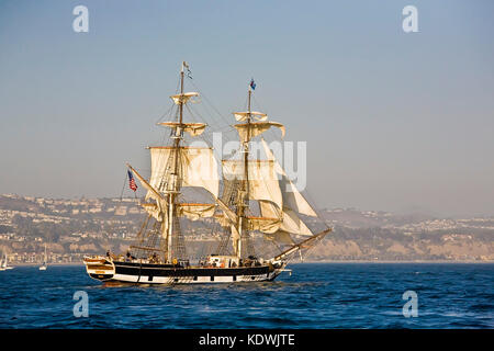 Tall Ship Pilgrim sails off Dana Point, CA US. The Pilgrim was a ...
