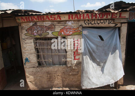 Mombasa Raha Hotel, Kibera slums, Nairobi, Kenya, East Africa Stock ...