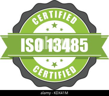 ISO 13485 standard certificate badge. Quality control. International ...