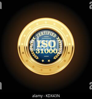 Iso 31000 icon. Risk Management. Standard quality symbol. Vector button ...