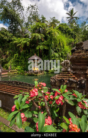 Island temple at the holy springs at Pura Gunung Kawi Sebatu temple ...