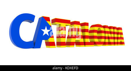 Word Catalonia with National Flag Isolated Stock Photo - Alamy