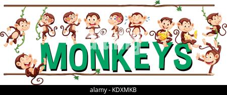 Font design for word monkeys illustration Stock Vector Image & Art - Alamy