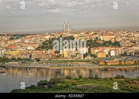 Istanbul, Turkey skyline from Pier Loti hill daylight view with clouds ...