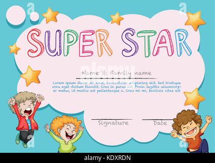 Certificate template with kids and stars illustration Stock Vector ...