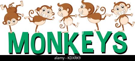 Font design with word monkeys illustration Stock Vector Art ...