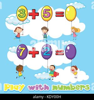 Counting numbers with kids on balloons illustration Stock Vector Image ...