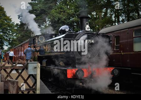 GWR Pannier 7714 tank engine, classic steam train on the North Norfolk ...