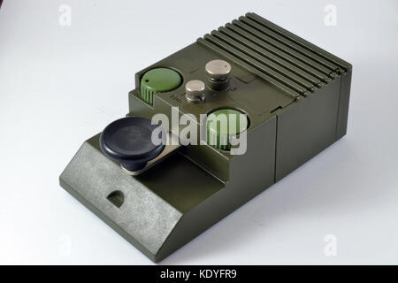 Old army telegraph device used for transmission of coded text messages ...