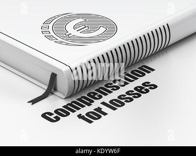 Currency concept: Compensation For losses and Euro Coin on billboard ...