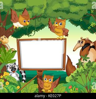 Board template with wild animals in zoo illustration Stock Vector Image ...