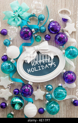 Various christmas baubles and glittery xmas decorations Stock Photo - Alamy
