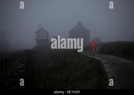 Blea Moor (north of Ribblehead) isolated railway Signal box and house ...
