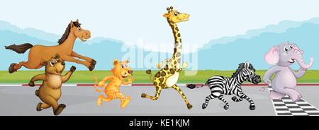 Animal Running Race at Finish Line illustration Stock Vector Image ...