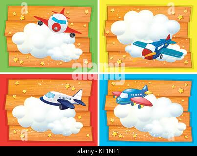 Border template with jet planes flying in sky Stock Vector Image & Art ...