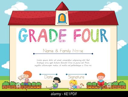 Grade four diploma certificate template illustration Stock Vector Image ...