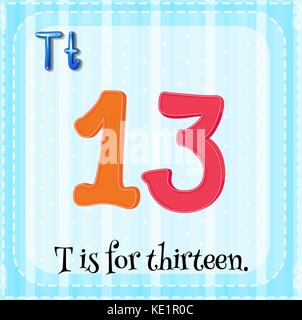 Flashcard letter T is for thirteen illustration Stock Vector Image ...