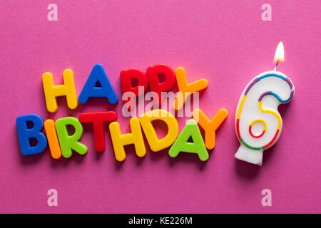 Happy 6th birthday celebration message on a lightbox with balloons and ...