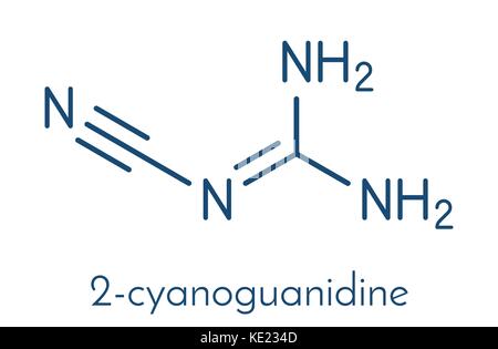 Dicyandiamide (2-cyanoguanidine, DCD) molecule. Used as fertilizer and ...
