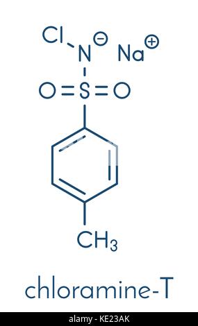 Chloramine-T (tosylchloramide) disinfectant molecule. Atoms are Stock ...