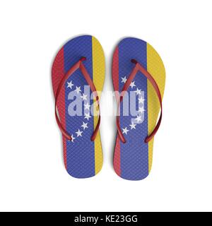 Venezuela flag flip flop sandals on a white background. 3D Rendering ...