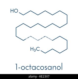 Octacosanol plant wax component molecule. long chain fatty alcohol ...