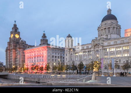 Sunset,Three Graces,Pier Head,Liver Building,Cunard Building,Port of ...