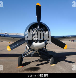 Retro propeller airplane front view Stock Photo - Alamy