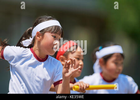 Japanese kids relay during school sports day in Japan Stock Photo - Alamy