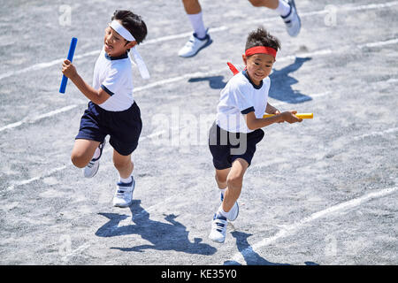 Japanese kids relay during school sports day in Japan Stock Photo - Alamy