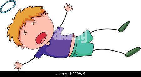 Illustration of a Kid Boy Falling Down the Floor Stock Photo - Alamy