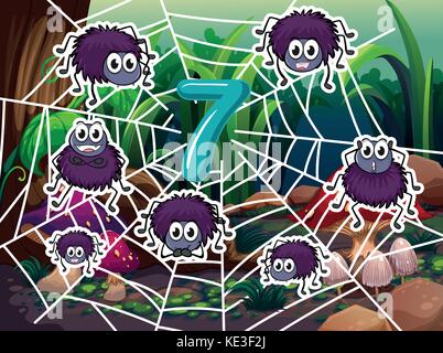 A cartoon illustration of the number seven with an insect theme Stock ...