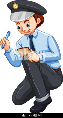 Police officer writing on notepad, policeman wearing uniform standing ...