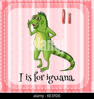 Flashcard letter I is for iguana illustration Stock Photo - Alamy