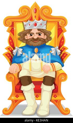 King Sitting on the Throne, Vector Cartoon Stick Figure Illustration ...