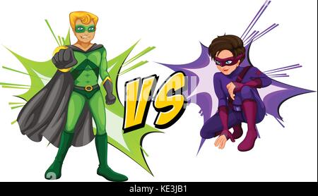 Two superheroes fighting each other illustration Stock Vector Image ...
